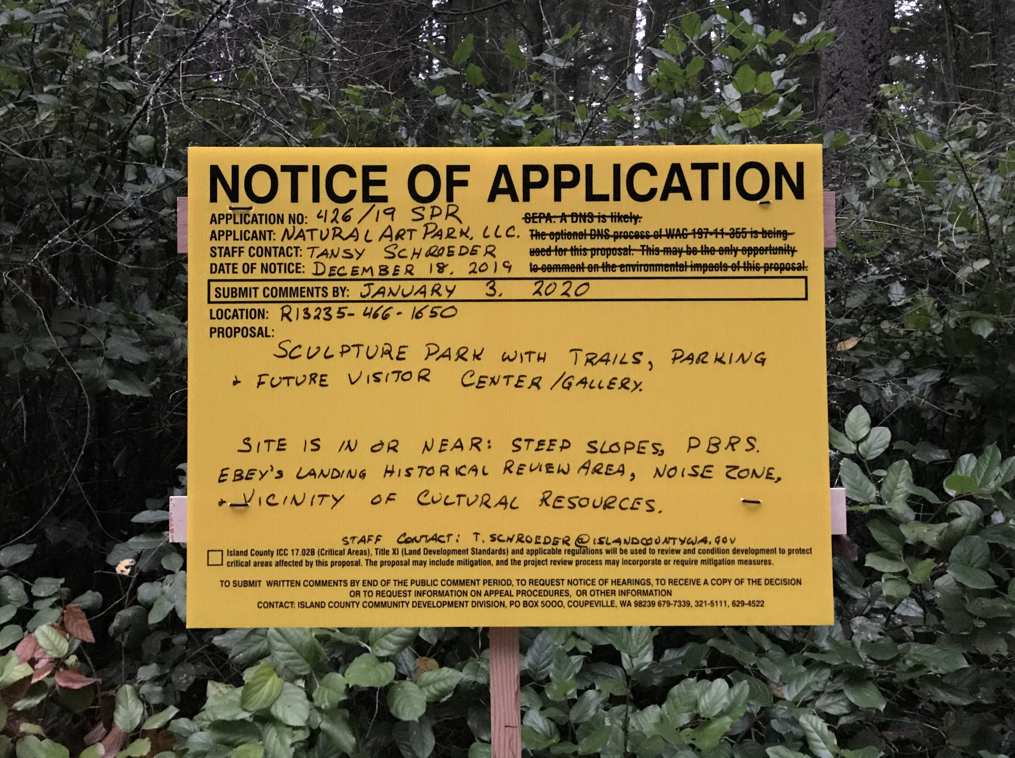 Public Notice of Application Sign Up - Price Sculpture Forest